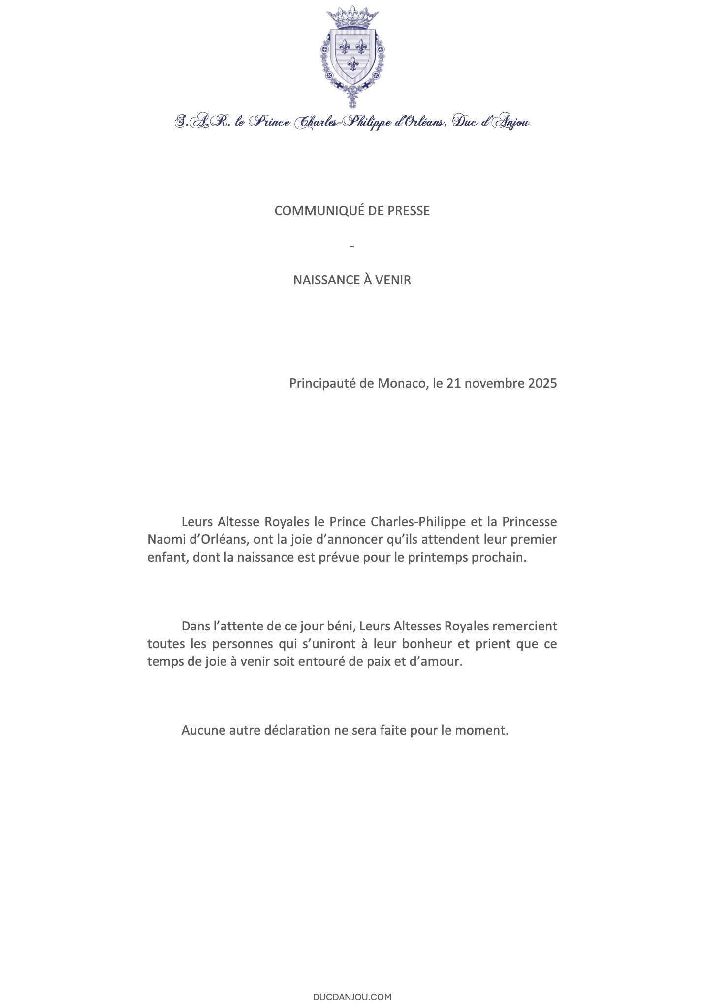 T.R.H.s Prince Charles-Philippe and Princess Naomi d’Orléans Announce ...