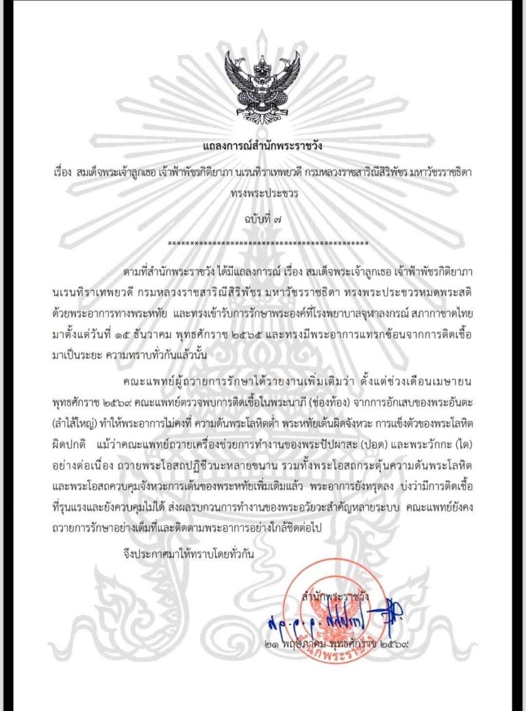 Princess Bajrakitiyabha of Thailand Develops Severe Infection as ...